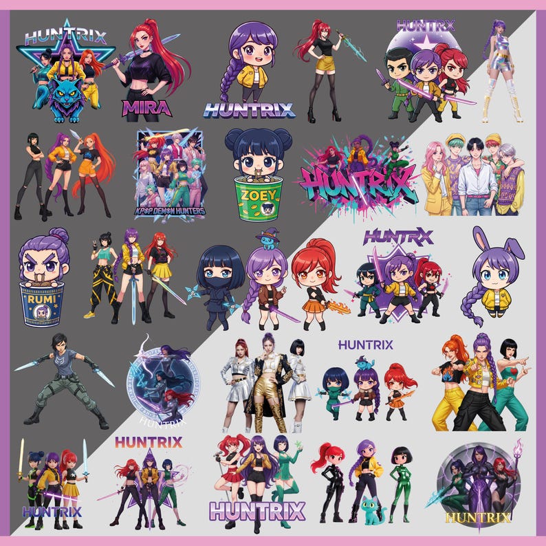 Huntrix Kpop Demon Hunters PNG Clipart Bundle 165 Files - Etsy