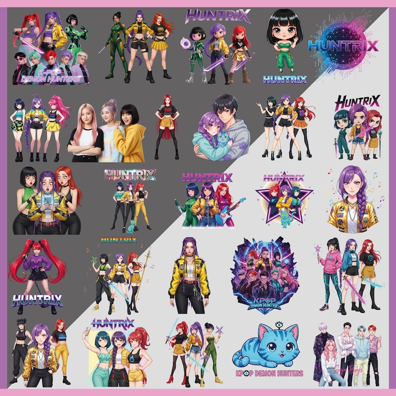 Huntrix Kpop Demon Hunters PNG Clipart Bundle 165 Files - Etsy