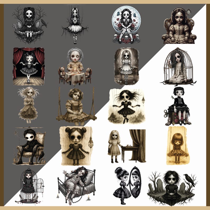 Creepy Doll PNG Clipart Bundle Gothic Horror Doll Characters - Etsy