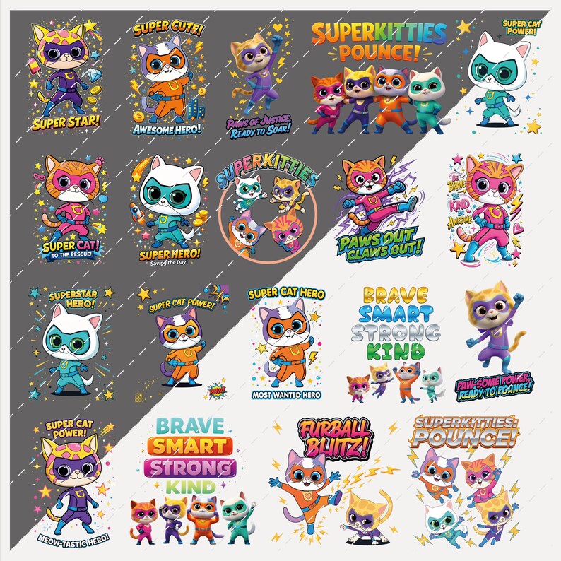 Super Kitties PNG Clipart Bundle Superhero Cat Quotes Characters - Etsy