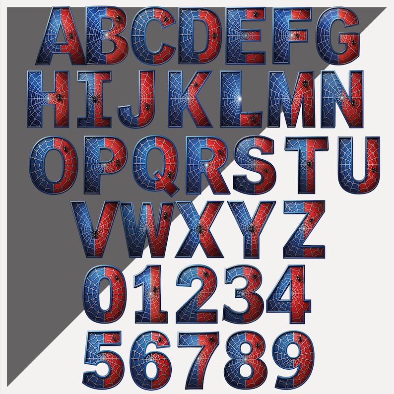Spidey Birthday Alphabet Numbers PNG Clipart Bundle, Spider Birthday ...