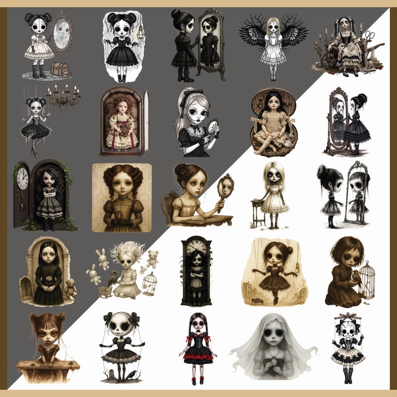 Creepy Doll PNG Clipart Bundle Gothic Horror Doll Characters - Etsy