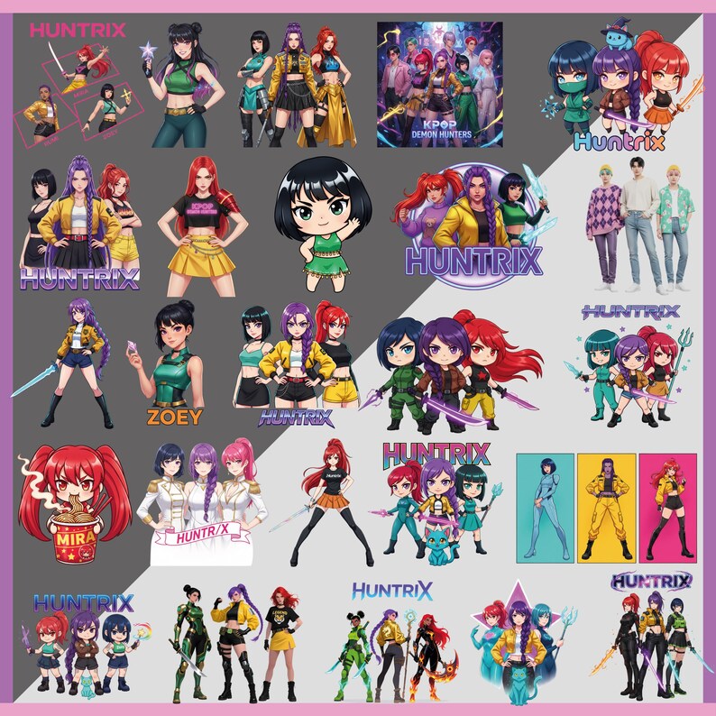 Huntrix Kpop Demon Hunters PNG Clipart Bundle 165 Files - Etsy