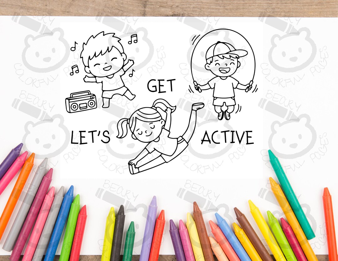 Easy Fun Kids Physical Activity Themed Coloring Pages | Ages 4-7 | PDF ...