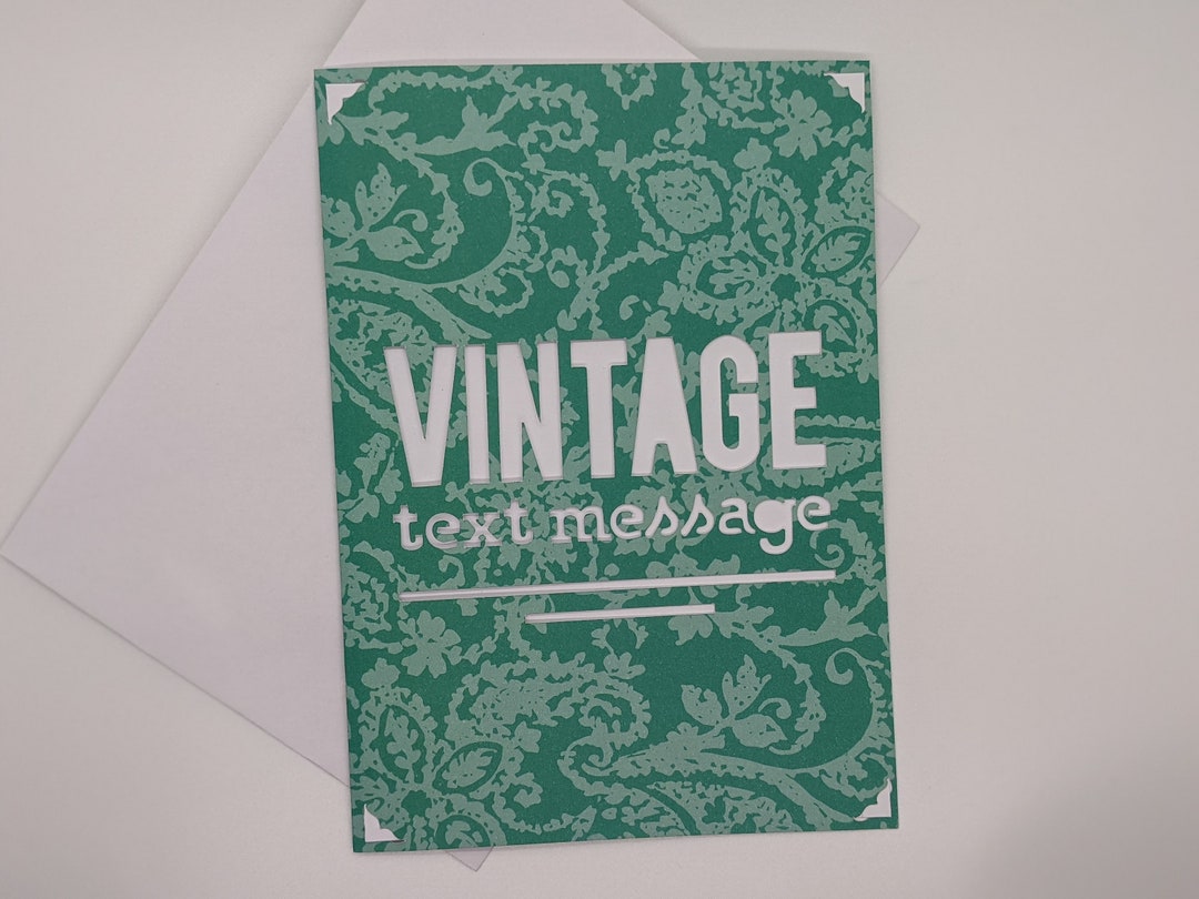 Vintage Text Message Card Green Flowers - Etsy