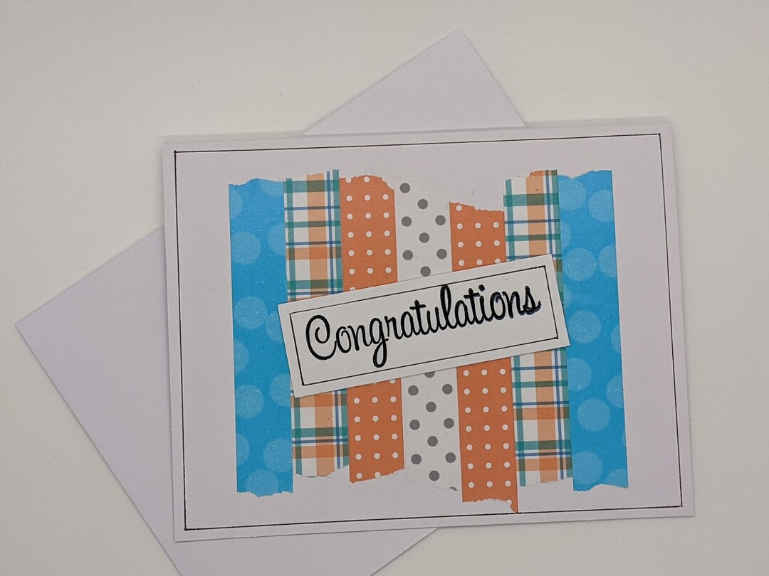 Blue and Orange Congratulations Card washi Tape - Etsy