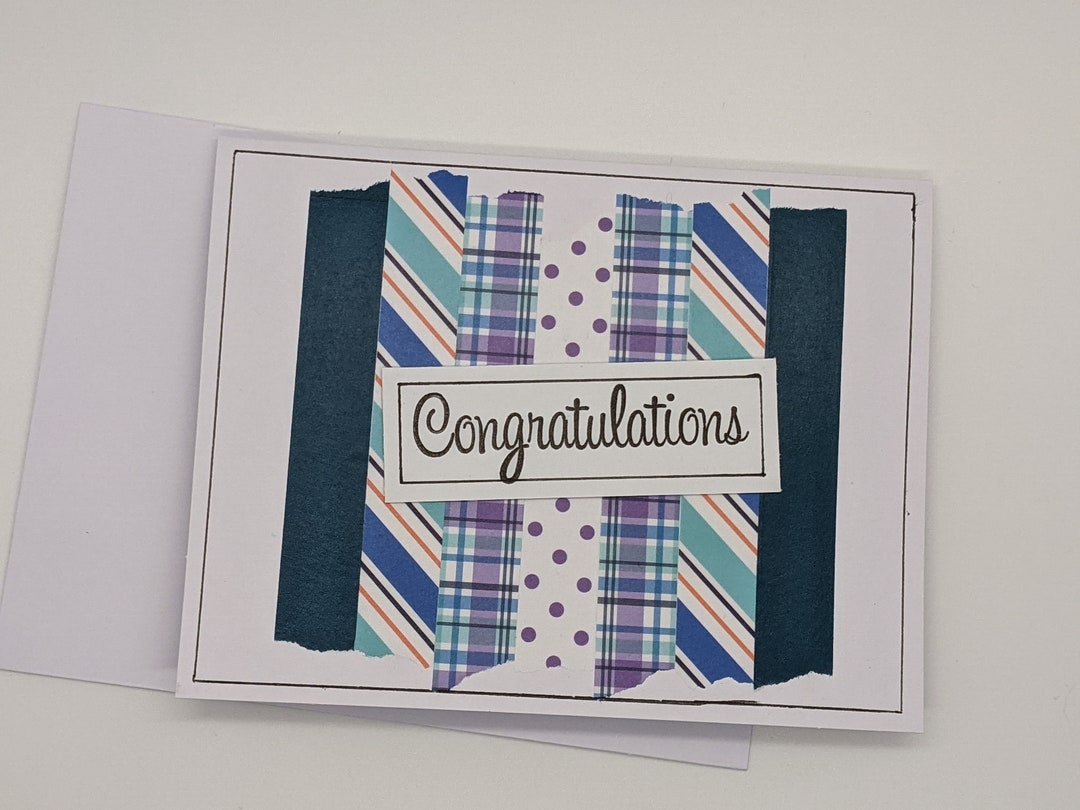 Blue and Purple Congratulations Card washi Tape - Etsy
