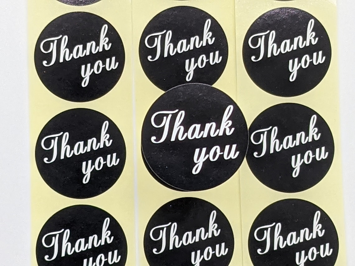 Thank You Stickers (black and White) - Etsy