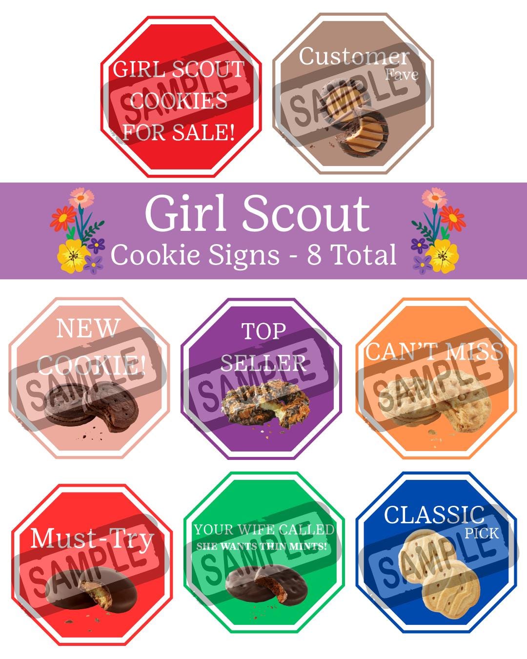 Girl Scout Cookie Signs | Printable Cookie Booth Signs | Short Cookie ...