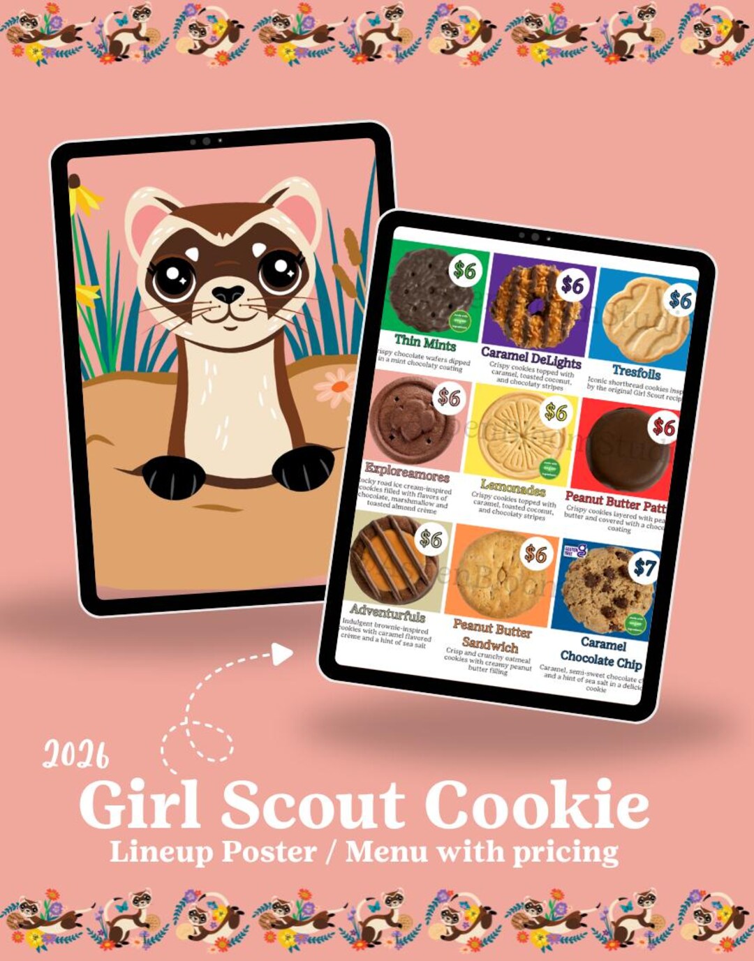 Scout Cookie Lineup Poster | Cookie Season Price List | Instant Digital ...