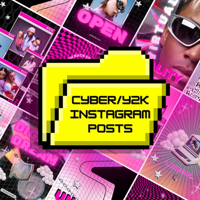 Cyberpunk Y2K Instagram Templates Digital Download | Canva Social Media ...