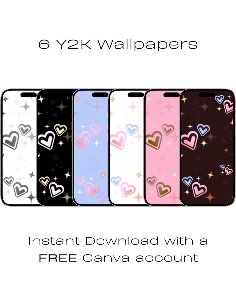 Y2K Cyber Heart Phone Wallpaper Pack Instant Digital Download Art - Etsy