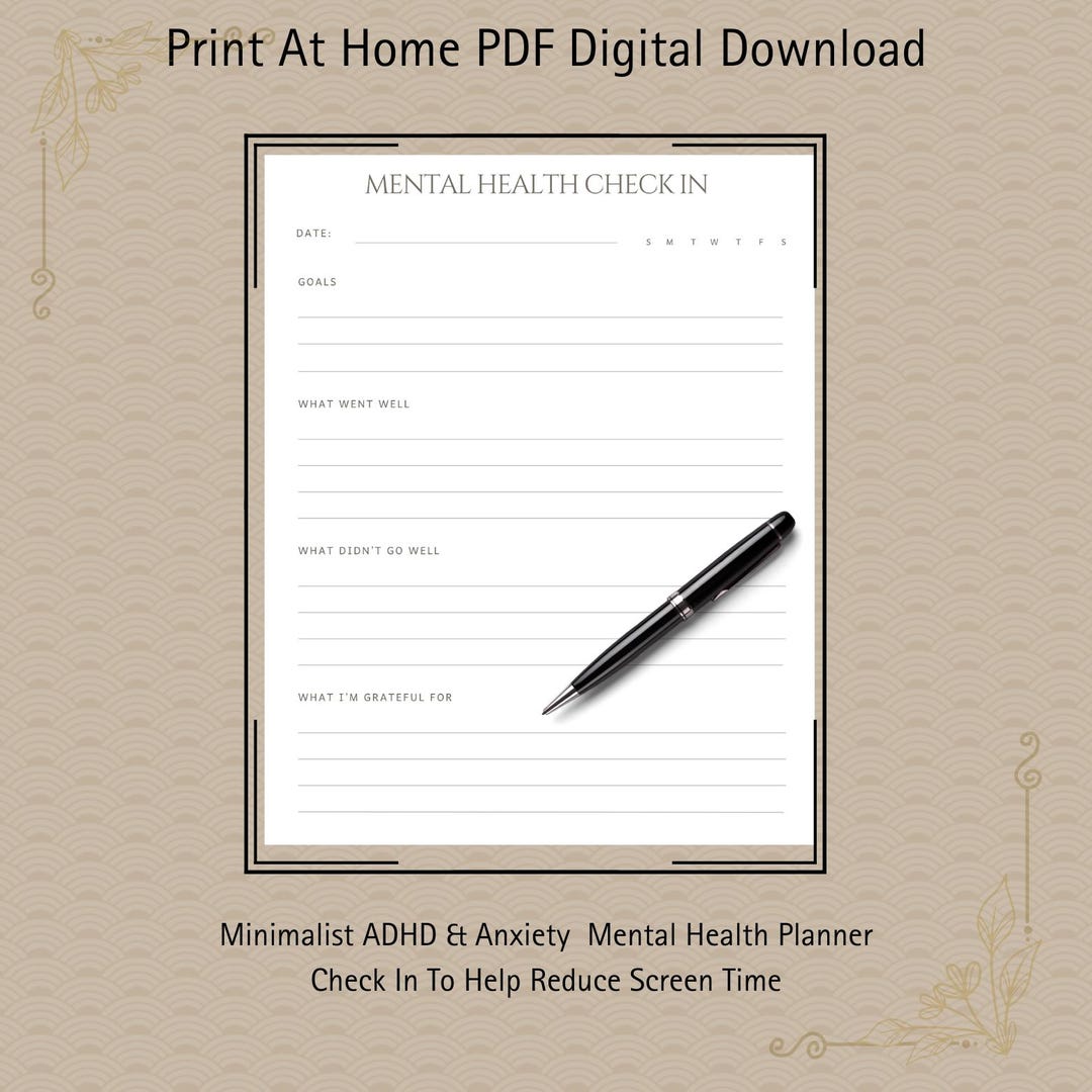 ADHD Mental Health Check-in Planner Printable (digital Download) - Etsy
