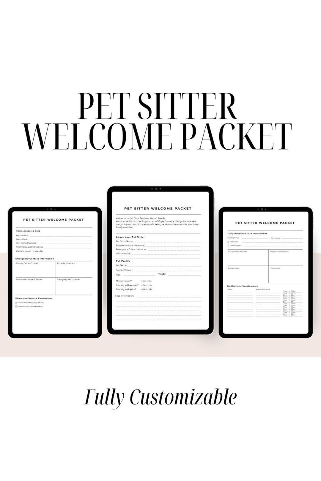 Editable Pet Sitter Welcome Packet | Canva Template (instant Download ...