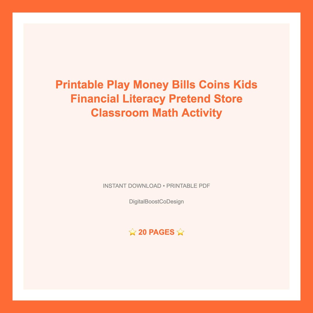 Printable Play Money Bills Coins Kids Financial Literacy Pretend Store ...