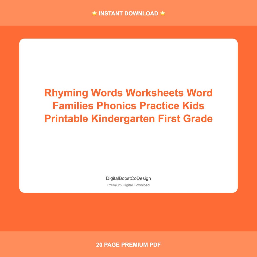Rhyming Words Worksheets Word Families Phonics Practice Kids Printable ...