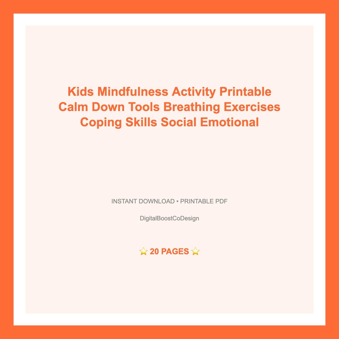Kids Mindfulness Activity Printable Calm Down Tools Breathing Exercises ...
