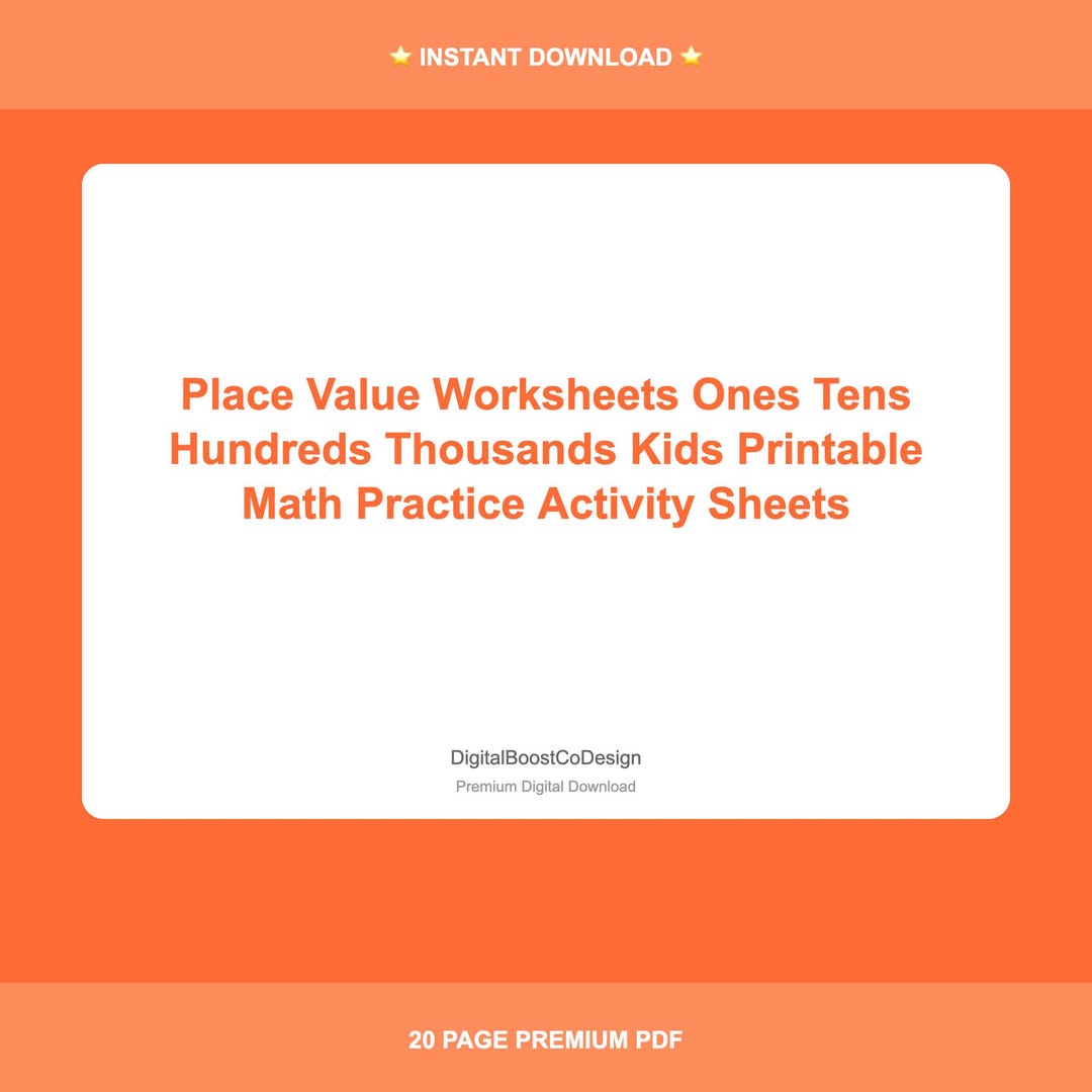 Place Value Worksheets Ones Tens Hundreds Thousands Kids Printable Math ...