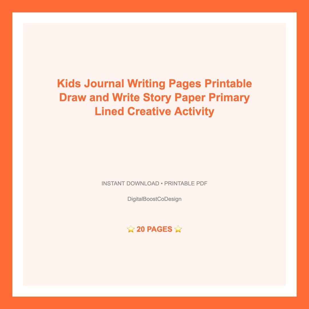 Kids Journal Writing Pages Printable Draw and Write Story Paper Primary ...