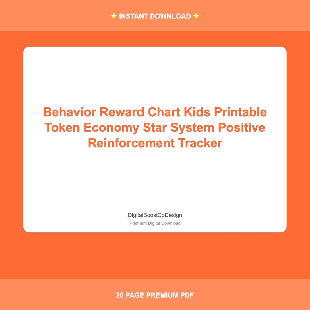 Behavior Reward Chart Kids Printable Token Economy Star System Positive ...