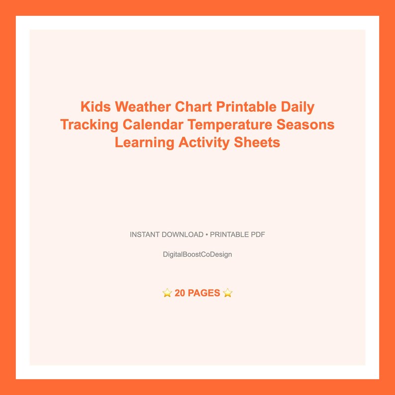Kids Weather Chart Printable Daily Tracking Calendar Temperature ...