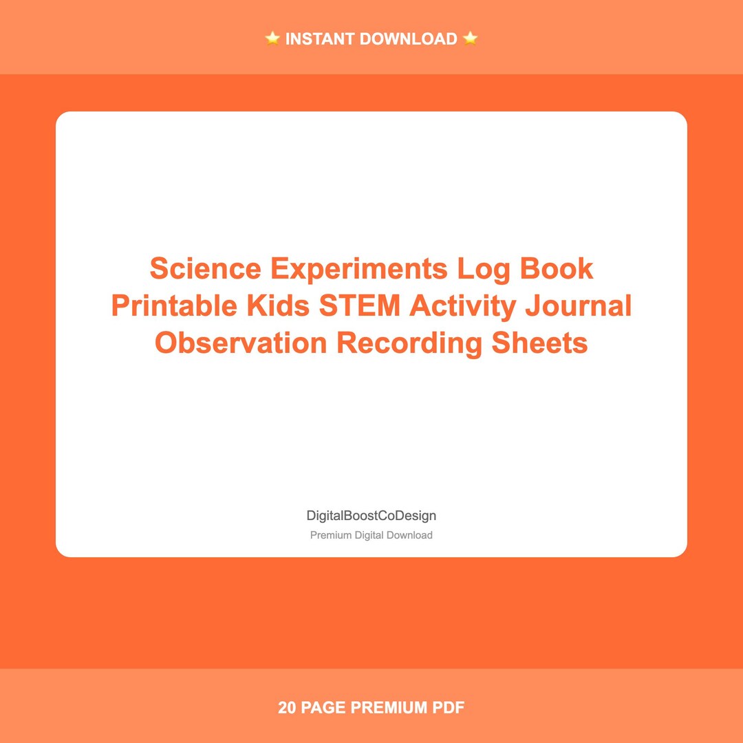 Science Experiments Log Book Printable Kids STEM Activity Journal ...
