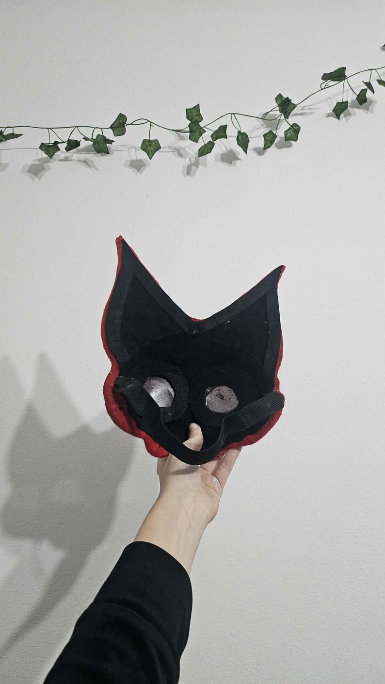 Cybersigilism Red Cat Therian Mask, Handmade Cosplay Toony Feline Mask ...