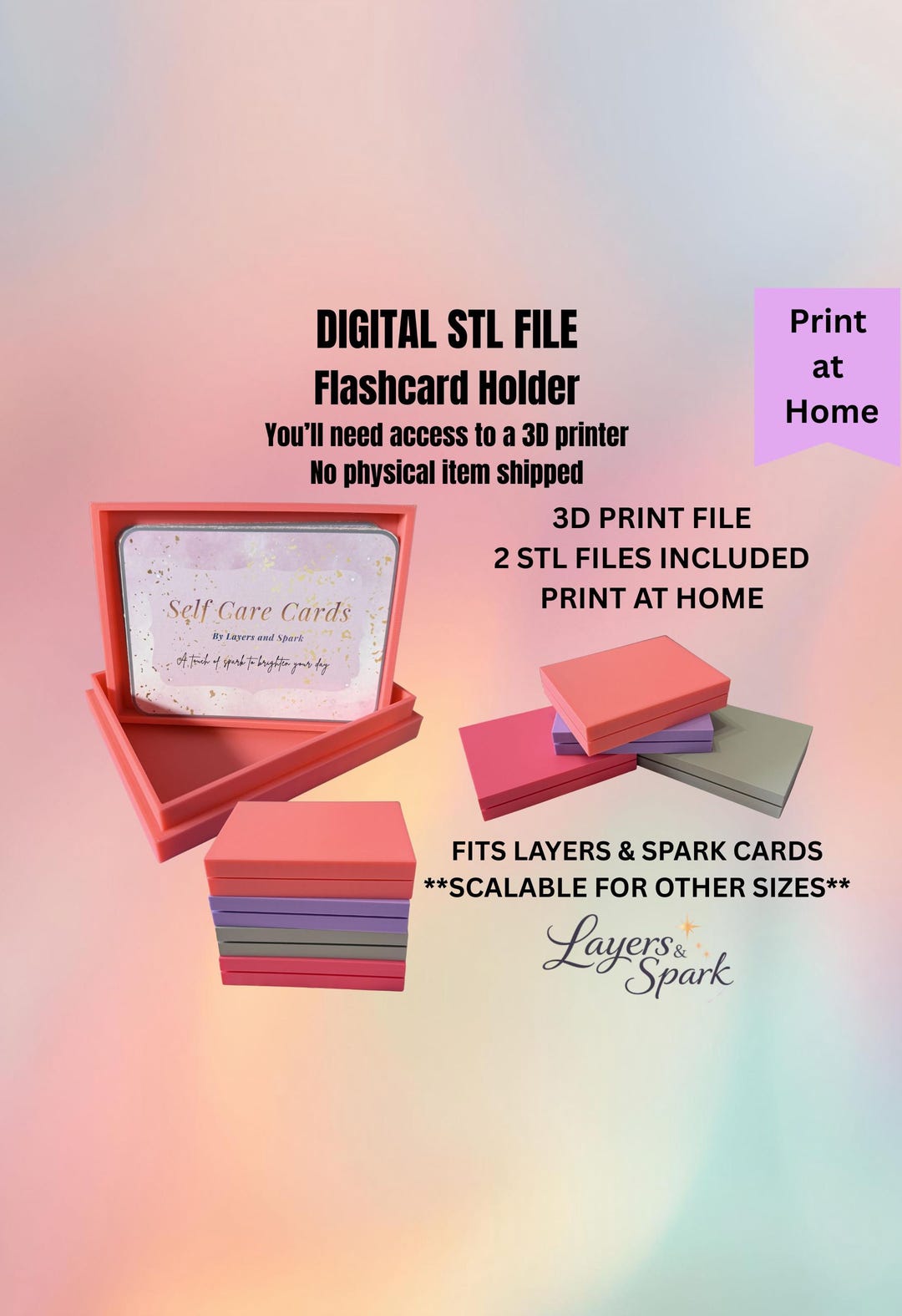 3D Print Flashcard Holder STL File | Minimal Desk Organizer (digital ...