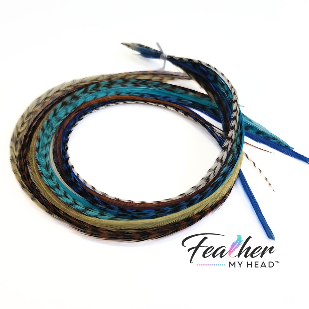 Feather Hair Extension Kit, 16 Real Hair Feathers, Pick Your Length up ...
