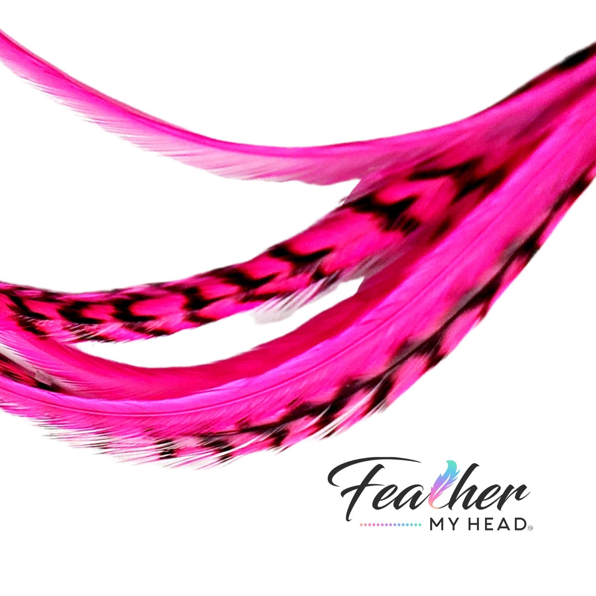 Bright Pink Feathers Hair Accessory Kit With Very Long Uv Hair Feathers ...
