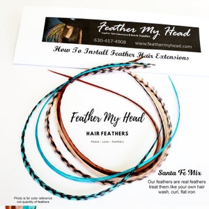 Feather Hair Extension Kit, 6 Real Feathers, Pick Your Length Short to ...