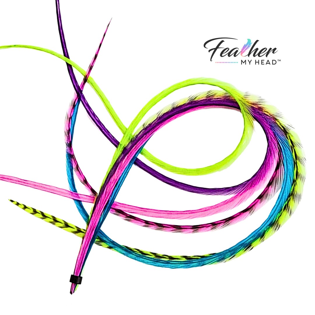 Hair Feathers Vibrant DIY Feather Extensions in UV Reactive Pink ...