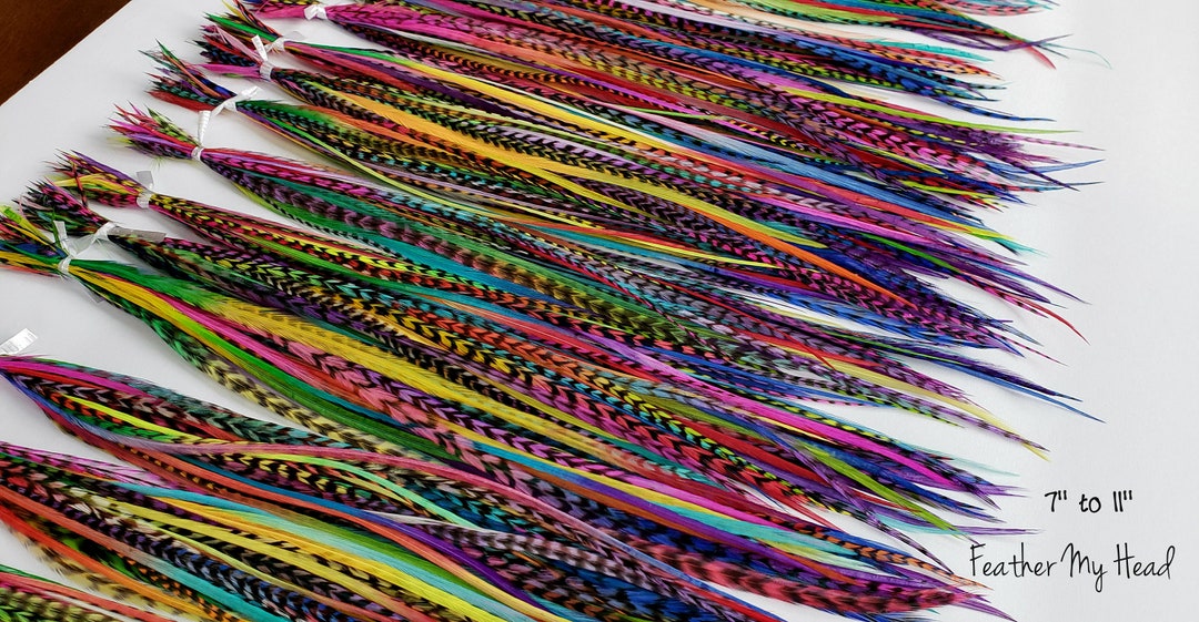 Multi Color Rainbow Tie Dye Ombre Fade Feathers - Feather Extensions ...