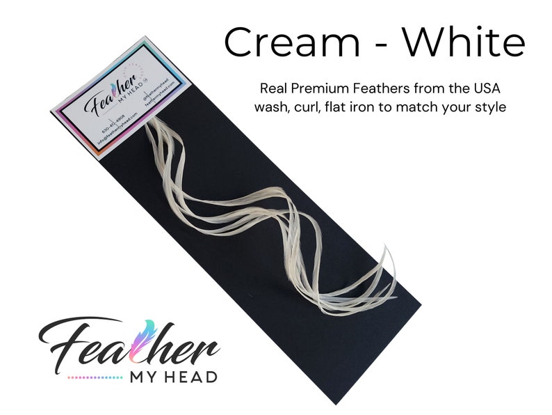 Cream - White Hair Feather Extensions. (1) Feather, Long Lengths and ...