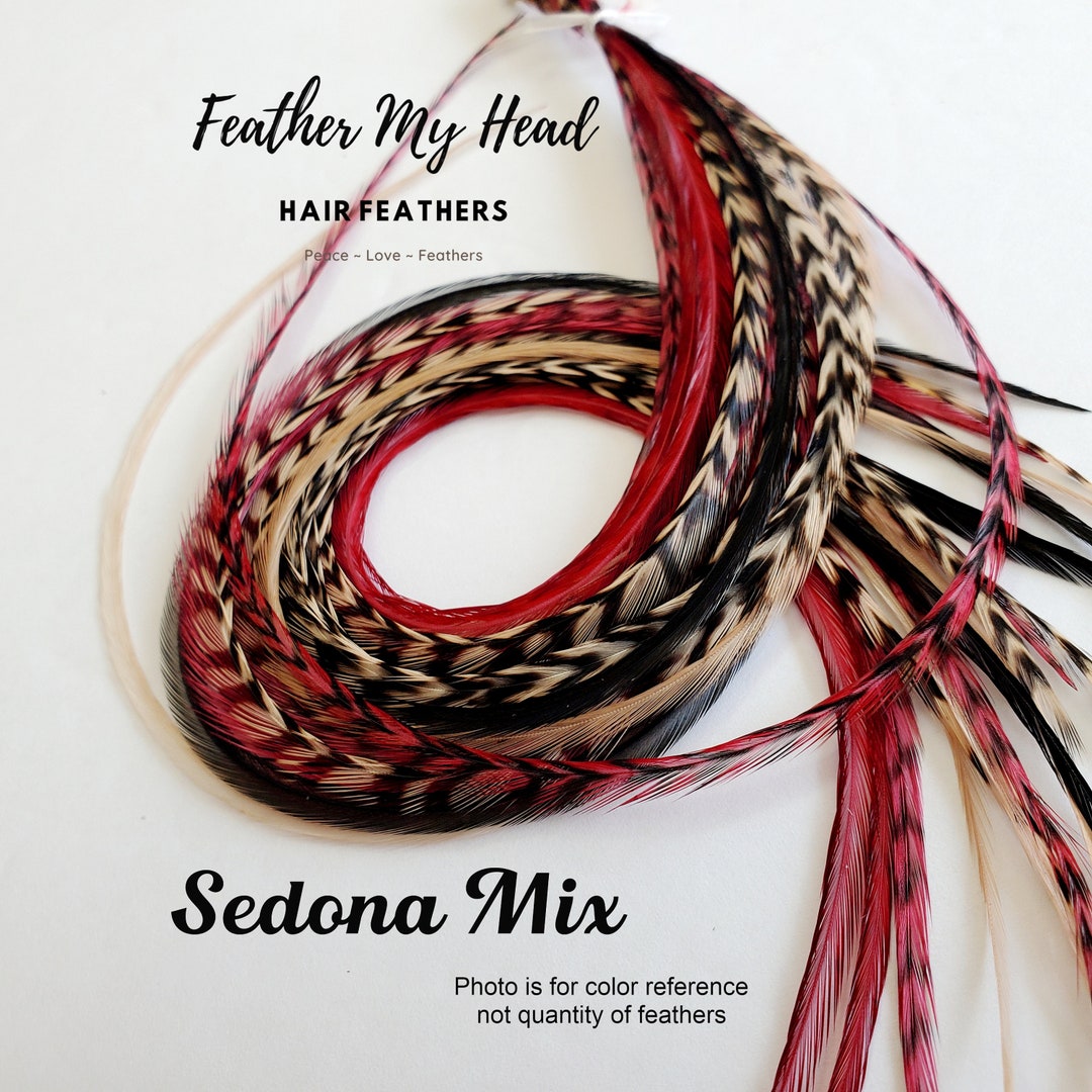 Feather Hair Extension Kit, 6 Real Feathers, Pick Your Length Short to ...