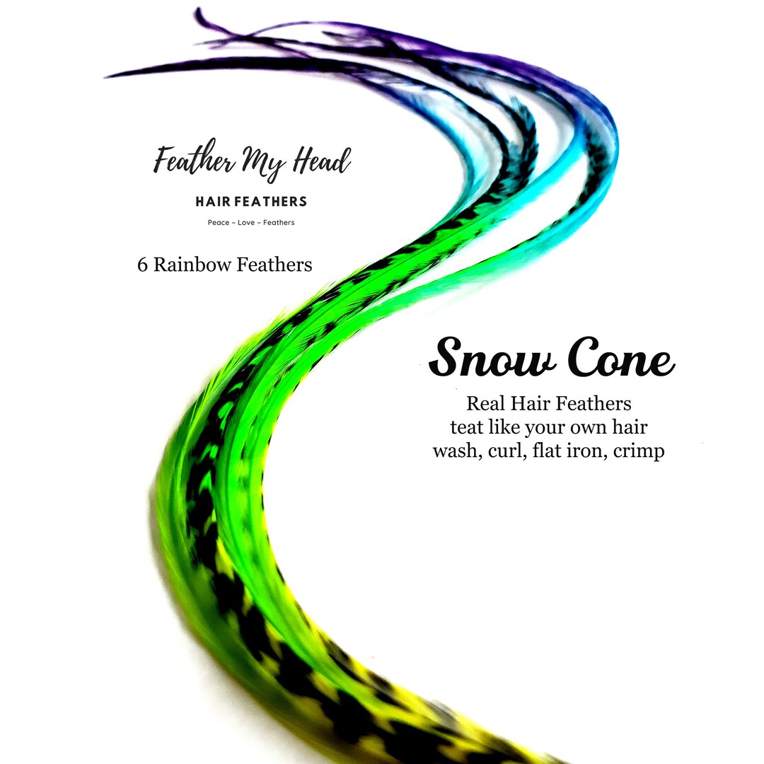 Snow Cone Hair Extensions, Multiple Colors on One Feather in Shades of ...