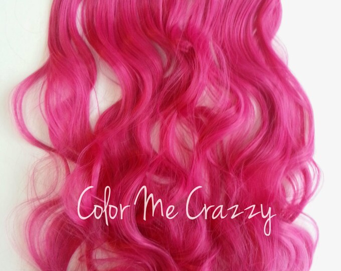 Bright Pink Wavy Synthetic Clip in Hair Extensions Hair Piece - Etsy