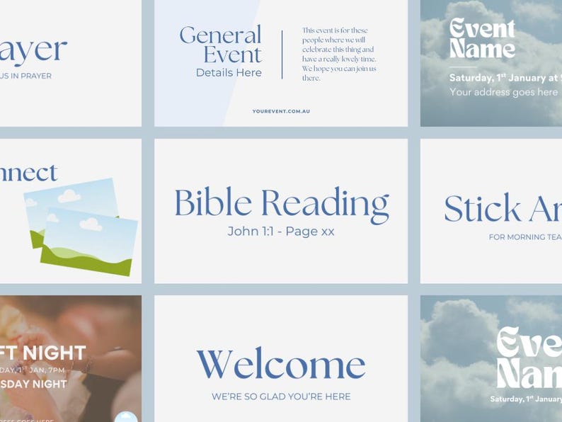 Sunday Slides Starter Pack (blue) - Canva Template - Church Ministry ...