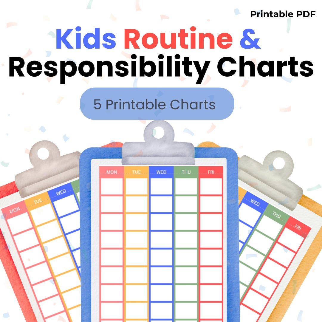 Kids Routine Chart Bundle, Visual Schedule, Responsibility Charts (PDF ...