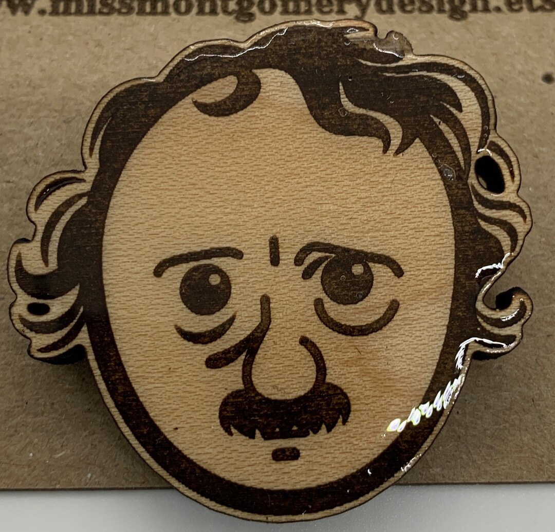 Wooden Pin / Edgar Allen Poe / Laser Cut / Laser Engraved - Etsy