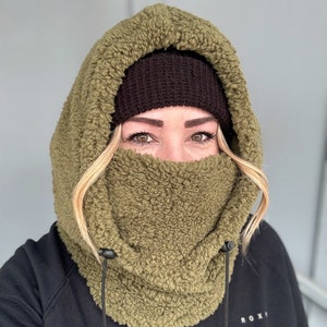 Balaclava SHERPA Fleece Fits Over Helmet Olive Green - Etsy