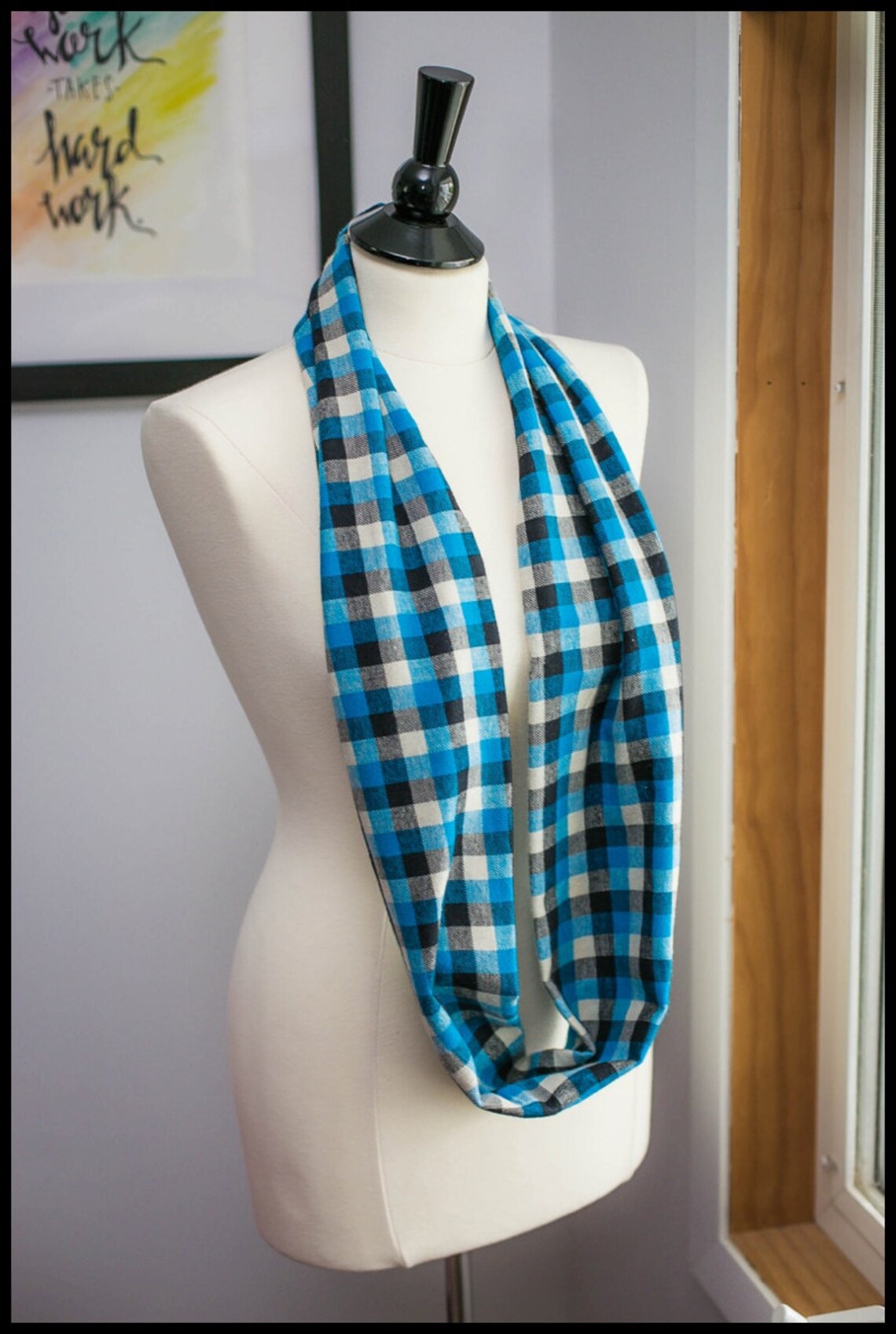 Infinity Scarf Flannel Blue Small Square - Etsy