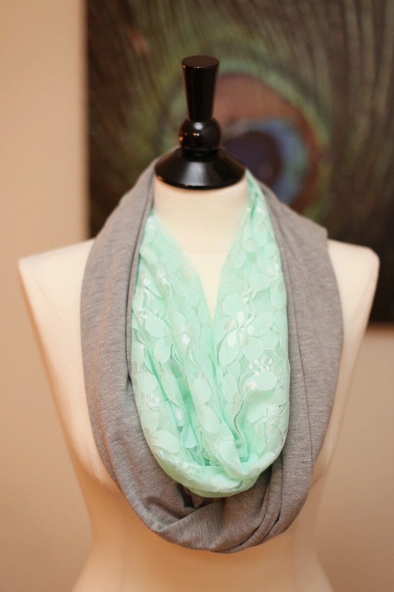 Infinity Scarf Jersey Knit and Lace - Etsy