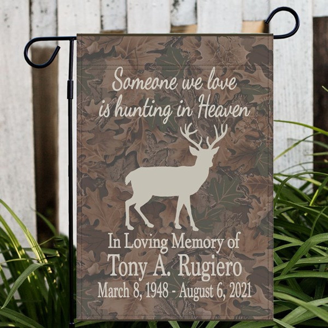Personalized Hunting in Heaven Memorial Garden or House Flag, Single or ...