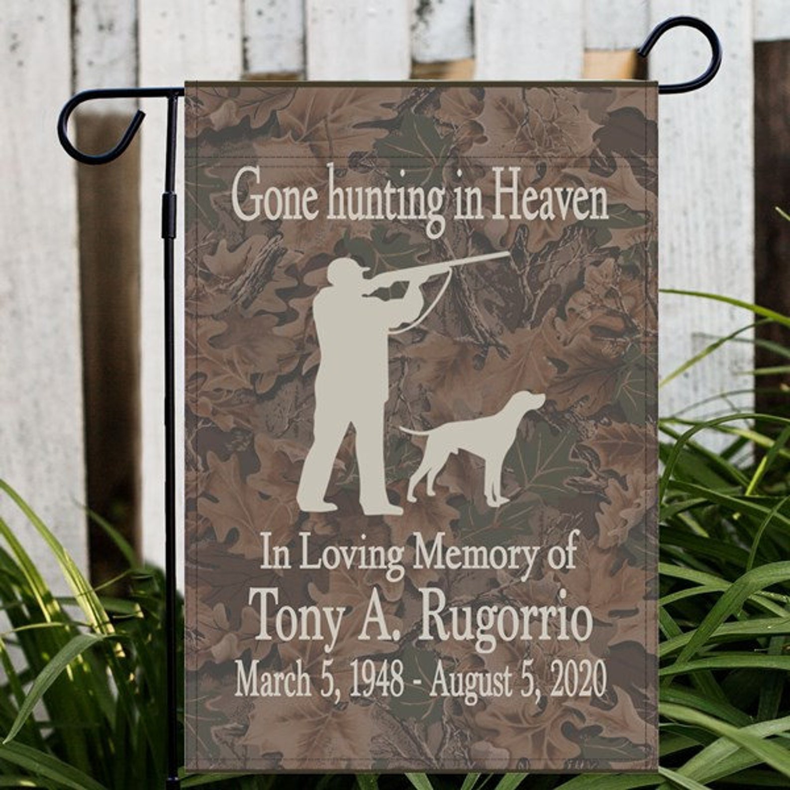 Personalized Hunting in Heaven Memorial Garden or House Flag, Single or ...
