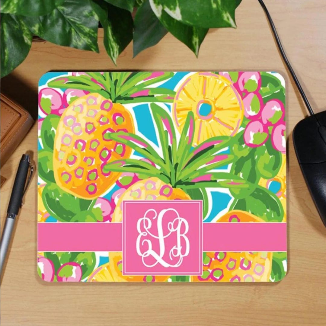 Monogrammed Pineapple Mouse Pad Personalized Mousepad Desk Office Dorm ...