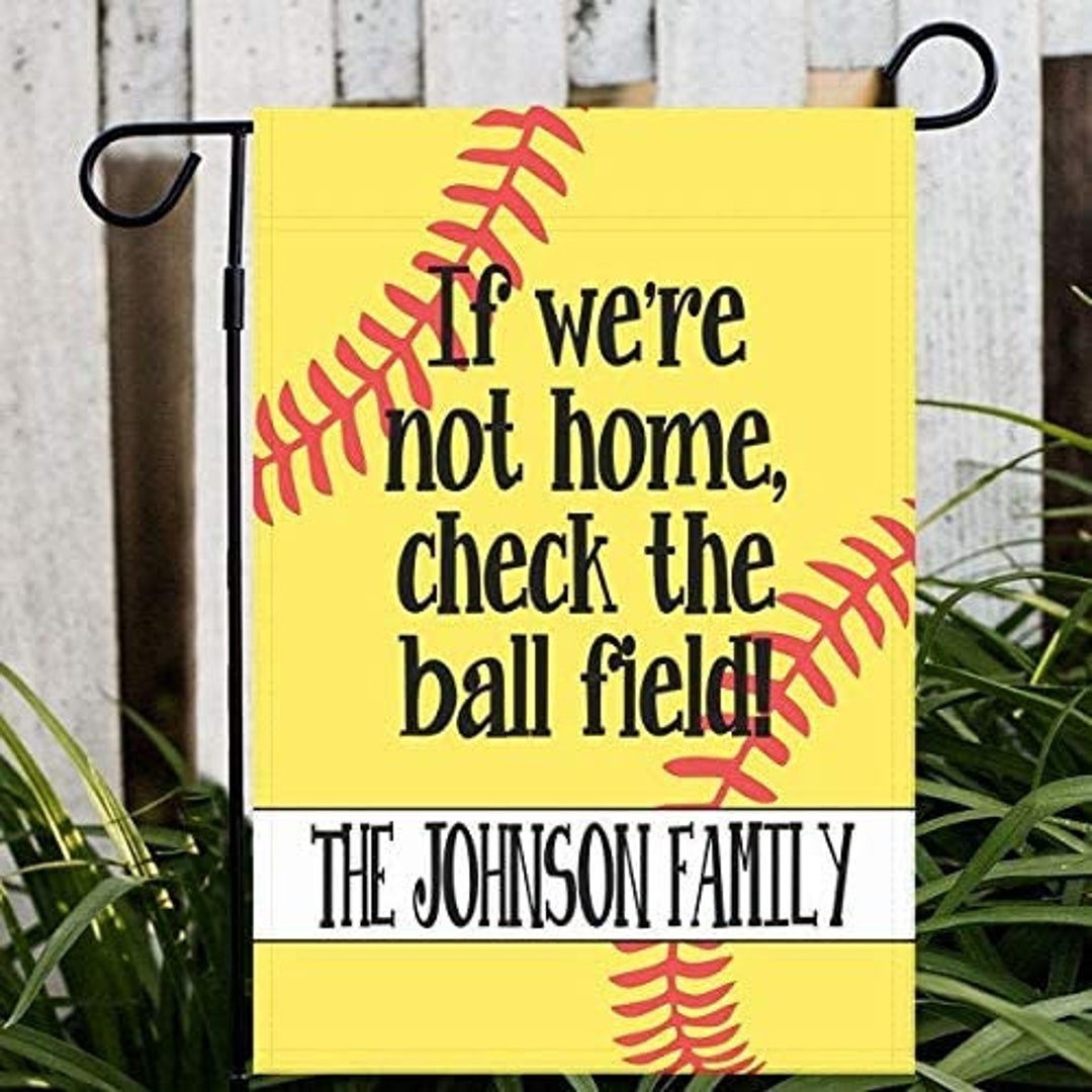 Personalized Softball Flag - at the Ballfield - Garden or House Flag ...