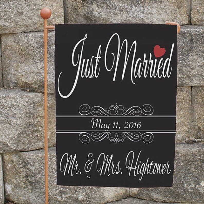 Personalized Just Married Garden or House Flag, Just Married Yard Decor ...