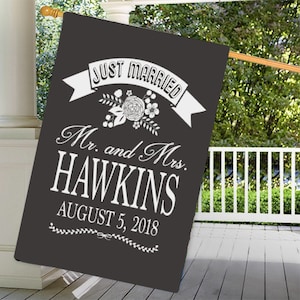 Personalized Just Married, Garden or House Flag, Single or Double Side ...