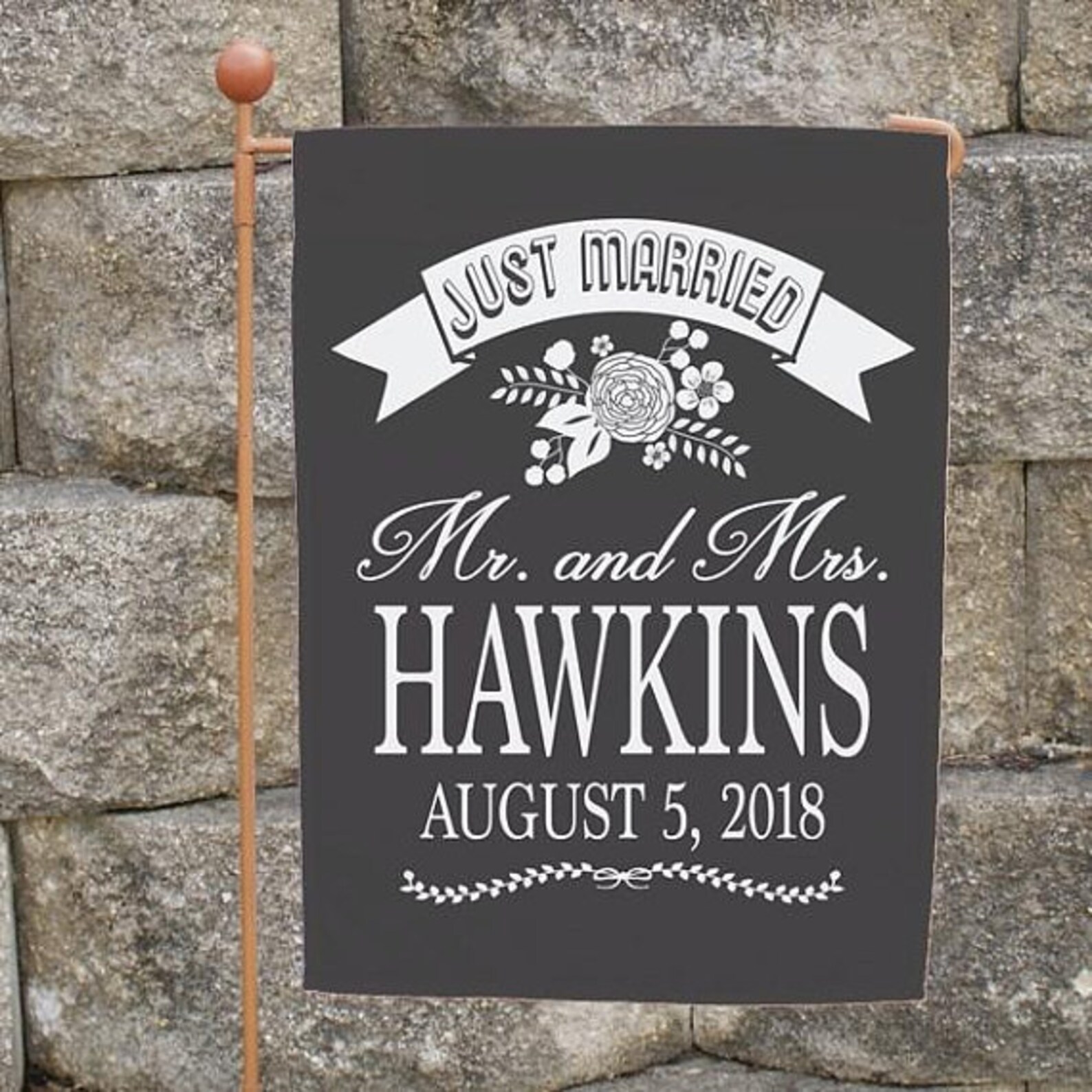 Personalized Just Married, Garden or House Flag, Single or Double Side ...